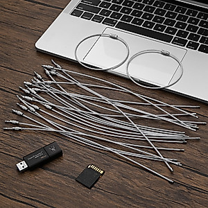 10 Inch Wire Keychain Cable,Large Stainless Steel Key Ring Loop Holder,Nylon Coated Screw Lock Key Rings,2mm Heavy Duty,Pack of 20,Silver