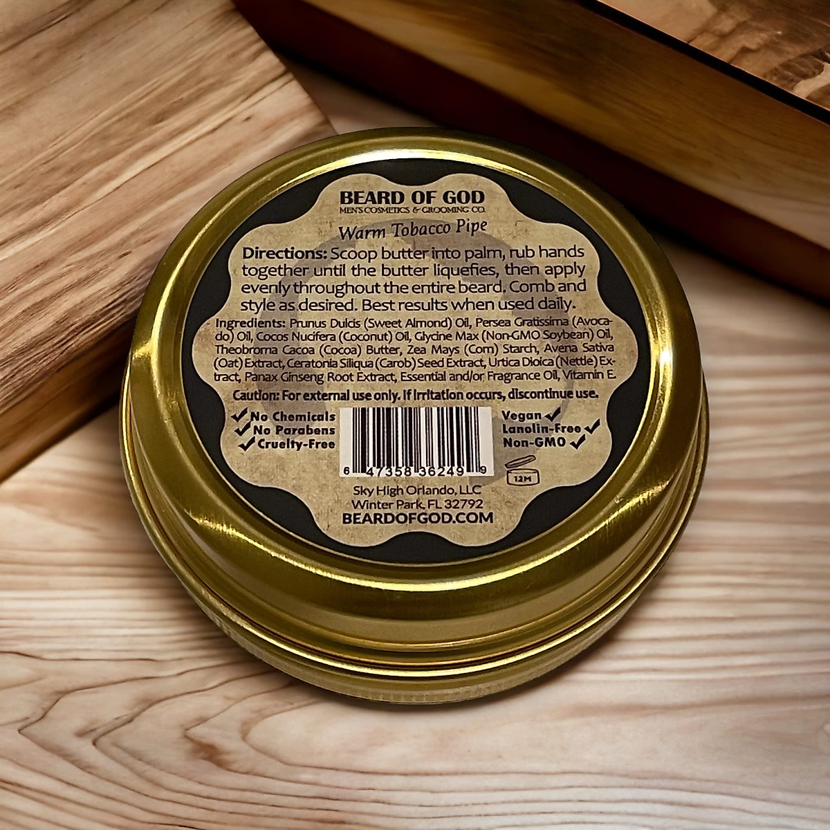 Warm Tobacco Pipe, 2.65 oz. Whipped Beard Butter - Crafted in USA by Beard of God - Stimulates Hair Growth, Deep Conditioning, Non-Greasy, Softens & Tames Stragglers, Low Sheen, Thickens Faciall Hair