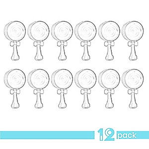 Hammont Baby Rattle Shaped Acrylic Candy Boxes - 12 Pack - 4.01"x1.88"x1.07" - Perfect for Weddings, Birthdays, Party Favors and Gifts | Designer Cute Clear Lucite Plastic Treat Containers