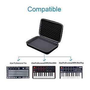 XANAD Hard Protective Case for Akai Professional MPK Mini MKII & MK3 & MPK Mini Play | 25-Key Ultra-Portable USB MIDI Drum Pad & Keyboard Controller