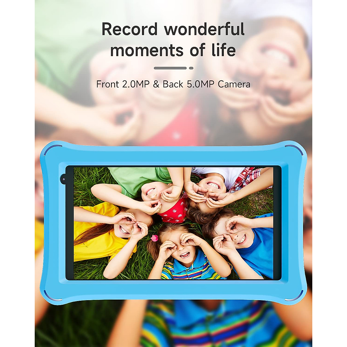 Tablet for Kids, 8 inch Kids Tablet 2GB RAM 32GB ROM Android 11 Tablets IPS Touch Screen 1280x800, Iwawa & Parent Control Toddler Tablet, WiFi, Dual Camera, 4300mAh Battery, Shockproof Case, Blue