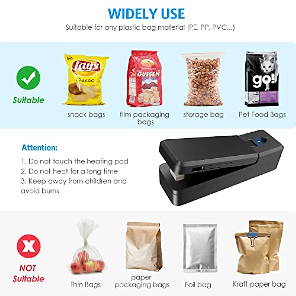 Ankilo Mini Bag Sealer 2 Pack, 2 in 1 Rechargeable Heat Bag Sealer, Portable Heat Sealer and Cutter for Plastic Bags Snacks, Outdoor Picnic Campaign, Food Storage