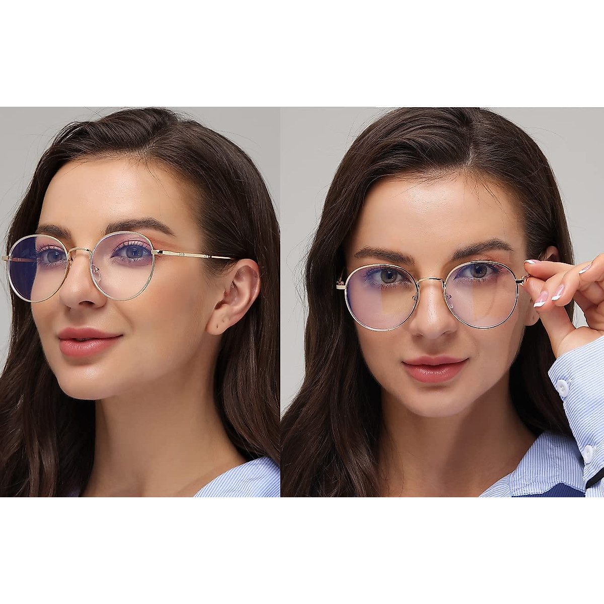 Blue Light Blocking Glasses Women Vintage Metal Round Rim Frame Retro Eyeglasses Women Men