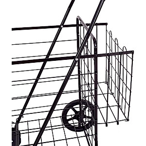 Nightcore Folding Shopping Cart, Large Grocery Utility Cart w/Dual Swiveling Wheels & Double Storage Baskets, Light Weight Trolley w/Portable Handle, Ideal for Laundry Book Luggage Travel (Black)