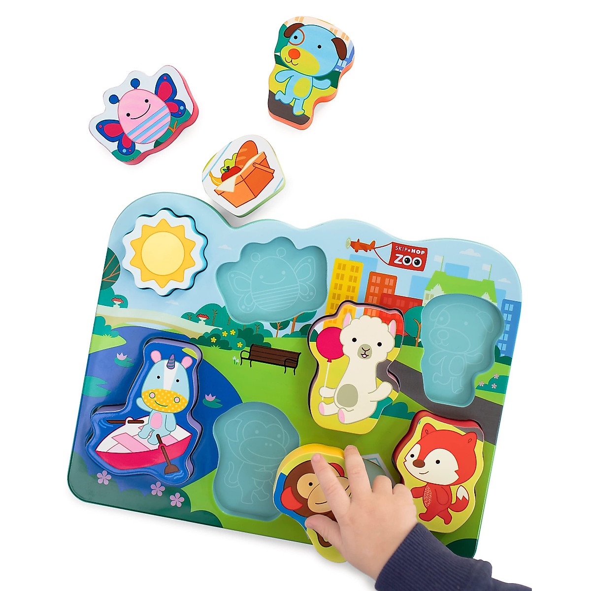 Skip Hop Baby's First Puzzle, Zoo Park Pals, Includes 8 puzzle pieces & puzzle board