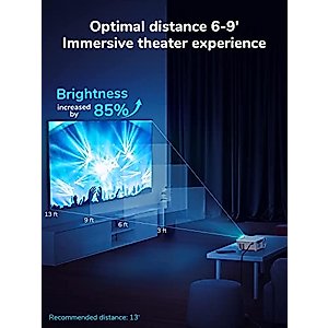 YEHUA Mini Projector with WiFi and Bluetooth,4k Portable Projector HD 1080P and 200" Screen Supported, LED Outdoor Movie Projector with Remote,Compatible with iOS,Android,HDMI,VGA,AV,2 USB Interface