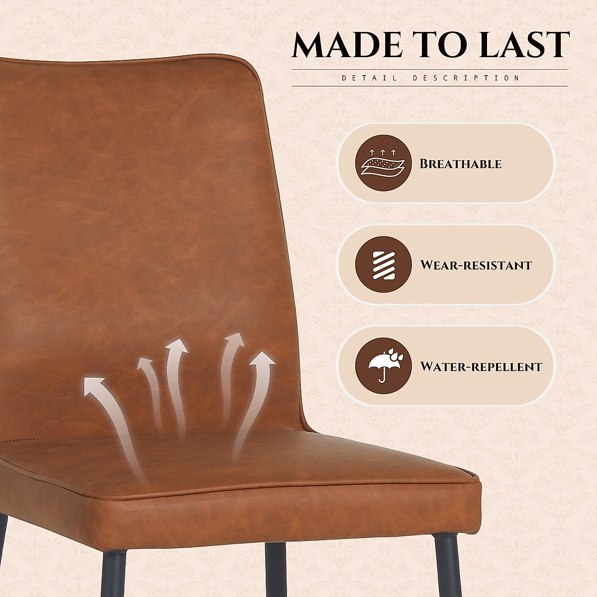 COLAMY T115-Brown Parson Dining Chairs, Set of 4, Brown