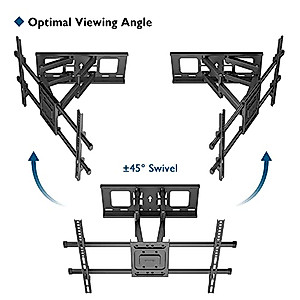 BONTEC Full Motion TV Wall Mount for 32-85 inch LED LCD OLED TVs, Swivel Tilt Level TV Mount Bracket with Articulating Dual Arms Hold up to 132lbs, Max VESA 600x400mm, Fits 12” 16" Studs