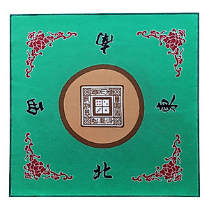 SEETOOOGAMES 31.5 inches Green Mahjong Table Cover, Non-Slip Mat,for Poker, Cards, Mahjong, Paigow, and Tile Games (Green)
