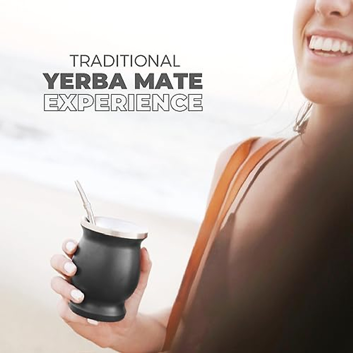 BALIBETOV Mate - Original Yerba Mate Cup, Yerba Mate Gourd with 2 Bombilla Mate - Complete Yerba Mate Set Kit includes Mate Cup and Bombilla Set, Yerba Mate Kit Set with Yerba Mate Tea Straw (Black)