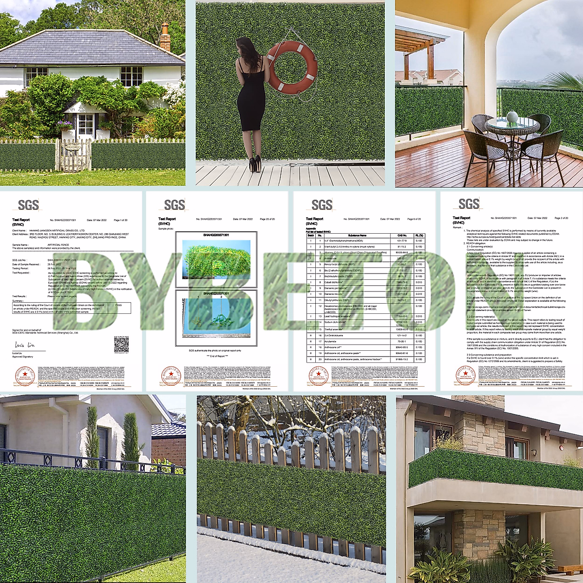 Bybeton Artificial Ivy Privacy Fence Screen,60"x120" (50 Sqft) UV-Anti Faux Boxwood Leaves Grass Wall Roll for Patio Balcony Privacy, Garden, Backyard Greenery Backdrop and Fence Decor