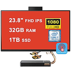 Lenovo Flagship IdeaCentre A540 24 AIO Desktop 23.8" FHD IPS Touchscreen 9th Gen Intel Octa-core i7-9700T 32GB RAM 1TB SSD JBL Harman Speakers Dolby Webcam Win10 Pro + HDMI Cable