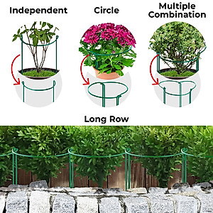 12 Pack Tall Snake Plant Support Stakes – 10" W x 24" H Half Round Peony Cages and Supports for Indoor and Outdoor Plants – Plant Cage Ring Support for Flower - Peony, Tomato, Hydrangea, Rose Bush