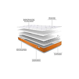 Jay-Be Mattress Simply Kids Sprung Mattress, Bed in a Box - Foam Free - Twin Single, White and Orange