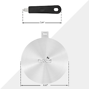 9.45inch Stainless Steel Induction Cooktop Adapter Plate, Heat Diffuser for Glass and Electric Cooktop, Detachable Handle