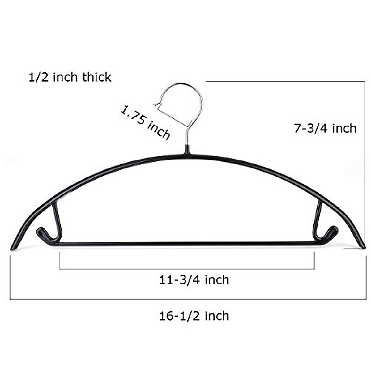 Tosnail 10 Pack Non-Slip Sweater Hangers with Pants Bar, Suit Hanger Coat Hangers, Shirt Hangers, Dimple and Crease Free Hanger Closet Organizer - Black