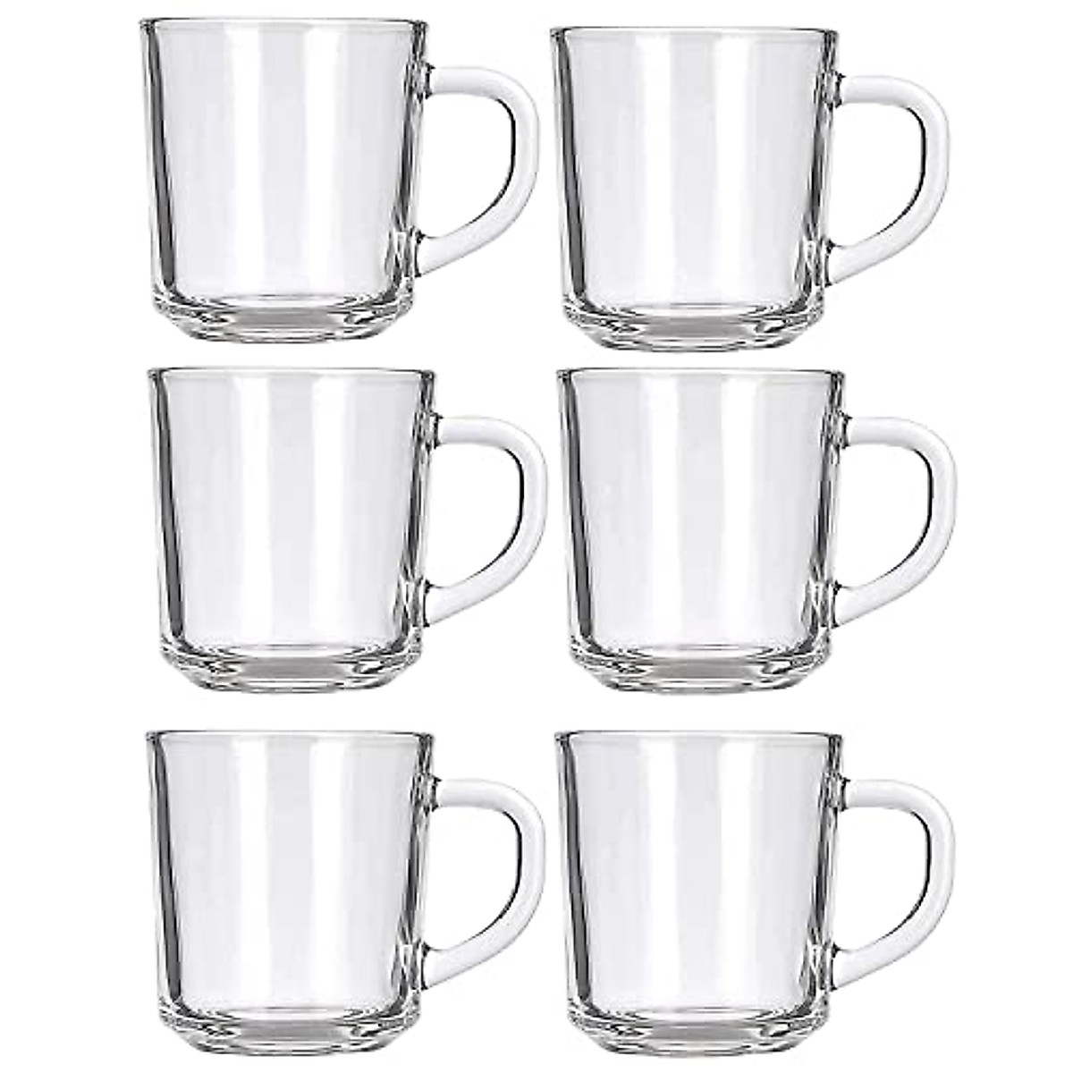 Clear Café Glass Coffee Mugs - 8 oz Heat Resistant Cups For Tea, Coffee, Espresso, Juice, Mulled Wine and More - Set of 6