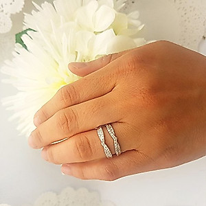 Dazzlingrock Collection 0.33 Carat (ctw) 14K Round Diamond Wedding Band Guard Double Chevron Ring 1/3 CT, White Gold, Size 5