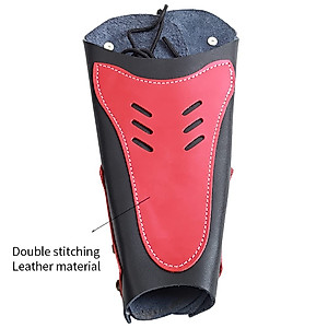 SOPOGER Archery Arm Guard Leather Bow Sleeve Forearm Guard Traditional Protective Armguard Bow Shooting Hand Guard Gear for Adult Youth Men Women Hunting Practice (Red)
