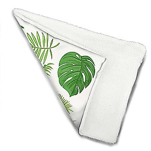 Pale Green Non-Electric Pet Warming Pad Leaf Nature Jungle Forest Super Soft Plush Dog Crate Pad for Travel or Home Party Theme 14" x 18"