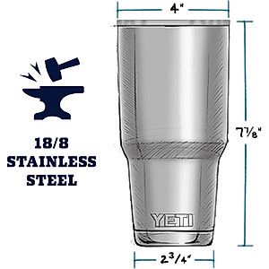 YETI Rambler 30 oz Tumbler, Stainless Steel, Vacuum Insulated with MagSlider Lid, Grey Stone
