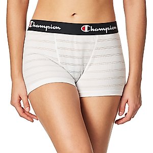 Champion Women's Ribbed Boxer Brief, Black, Small