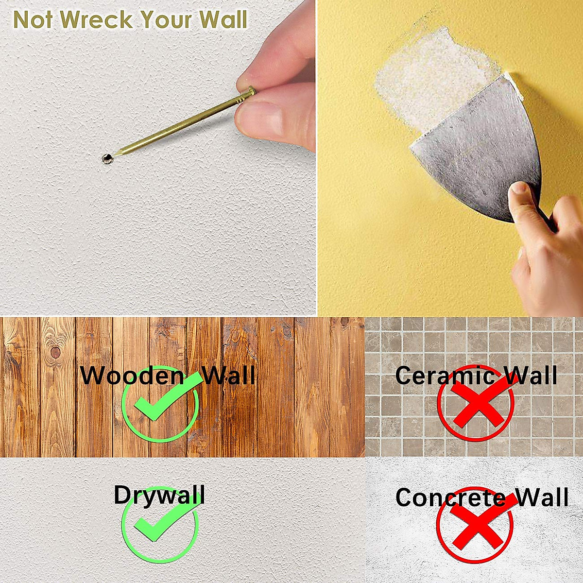 100 lb Picture Hangers, Picture Hooks for Hanging Pictures, 20Pcs Frame Hooks Picture Hangers Heavy Duty Hardware Hanger Kit Wooden Wall Painting Hangers Hooks and Nails for Pictures