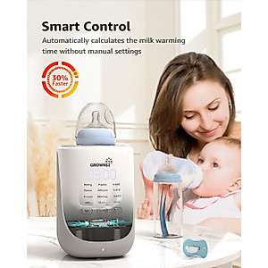 GROWNSY Bottle Warmer, 10-in-1 Fast Baby Bottle Warmer with Night Light for Breastmilk&Formula, Parent's Choice Milk Warmer with Innovative Auto-Lift Feature, Smart Accurate Control, Memory Function