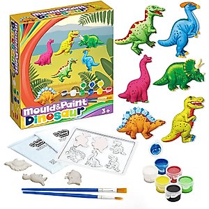 AVIASWIN Dinosaur Painting Kit for Kids, Arts and Crafts for Kids Ages 6-8, 8-12, 6 Dino Figurines Playset, Gifts for Boys and Girls, Blue, Red, Green, White, Black, Yellow