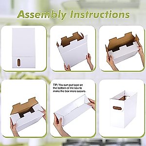 EOOUT 3 Pack Hanging File Folder Organizer, Hanging File Box for Letter Size Cardboard File Folder Boxes Storage with Handles for Office Home School, White