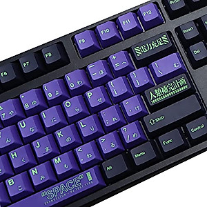 Keycaps Purple and Black, MOLGRIA 128 Set Unit-01 Keycaps for Gaming Keyboard, PBT Cherry Profile Dye Sublimation Keycaps for Gateron Kailh Cherry MX 104/87/74/61 60/75 Percent Keyboard