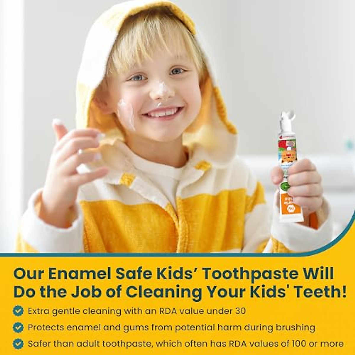 Pearlie White All Natural Fluoride Free Kids Toothpaste 1.58oz/45gm | Extra Gentle Enamel Safe Toothpaste | Helps Fight Against Plaque Formation | Under 30 RDA | Natural Strawberry Flavor