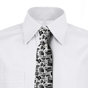 Lunarable Necktie, Vintage Film Cinema, Dress Tie, 3.7", Off White Black