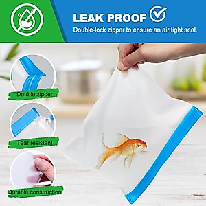 SHUCHUANG Reusable Snack Bags Dishwasher Safe,10Pack Reusable Bags Silicone Extra Thick Leak-proof Reusable Freezer Bags for Candy, Snack, Cereal, Travel Items, Home Organization(BLUE)