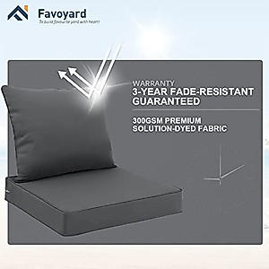 Favoyard Outdoor Seat Cushion Set 19 x 19 Inch Waterproof & Fade Resistant Patio Furniture Cushions with Removable Cover Deep Seat & Back Cushion with Handle and Adjustable Straps for Chair Sofa Couch
