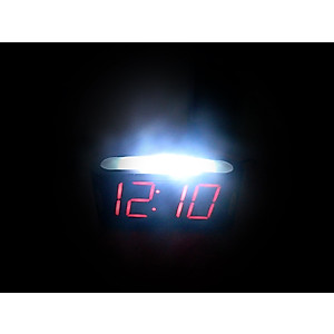 Travelwey Digital Alarm Clock - Outlet Powered, No Frills Simple Operation, Large Night Light, Alarm, Snooze, Full Range Brightness Dimmer, Big Red LED Digit Display, Black