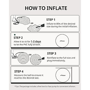 Trideer Extra Thick Yoga Ball Exercise Ball, 5 Sizes Ball Chair, Heavy Duty Swiss Ball for Balance, Stability, Pregnancy, Physical Therapy, Quick Pump Included (Black, L (58-65cm))