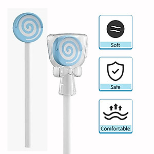 Adore 5Pcs Baby Kids Tongue Scraper Cleaner Brush with Cover, Multi-color Tongue Brush Lollipop Shape Tongue Scraper for Kids Baby, Baby Oral Cleaner