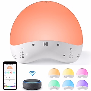 Loycco Sound Machine for Sleeping with Night Light, APP & Touch & Voice Control White Noise Machine, Work with Alexa, Sleep Trainer Therapy, 25 Soothing Sounds, Child Lock, Timer, for Baby Adult Kids