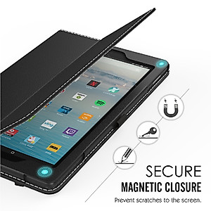 MoKo Case for Fire HD 10 Tablet (7th and 9th Generation, 2017 and 2019 Release) 10" - Slim Folding Stand Cover with Auto Wake/Sleep for 10.1 Inch Tablet, Black