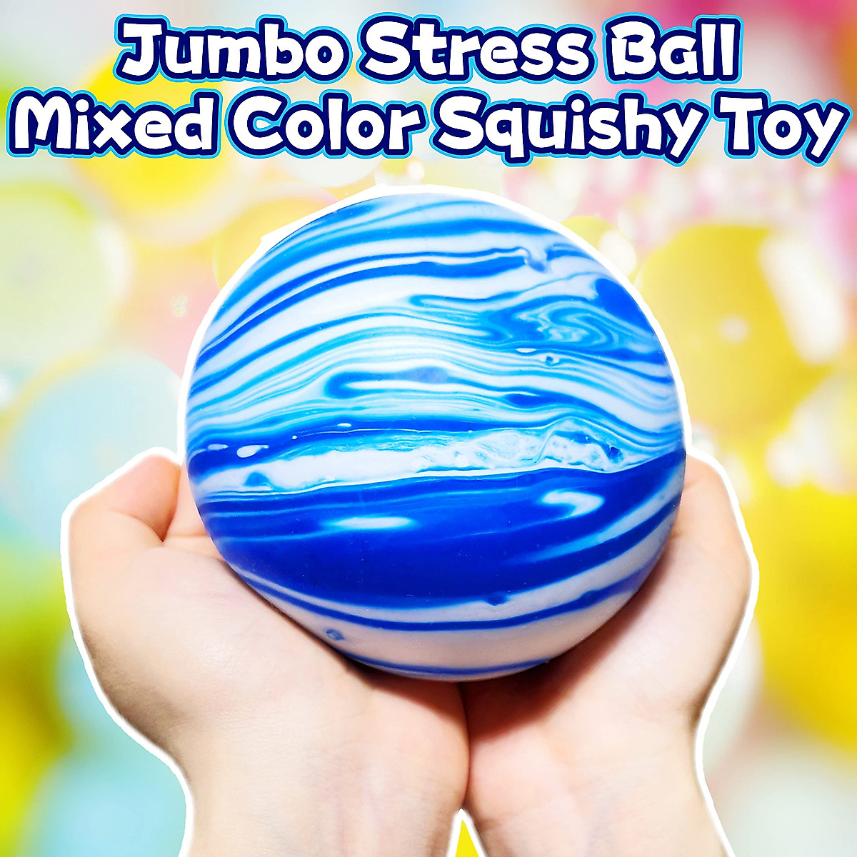 Giant Stress Balls for Kids and Adults - Jumbo Dough Balls Squishy Fidget Toy - Pull, Stretch and Squeeze Stress Ball Squishy Toys, Soft Dough Ball for Relax, Focus, Anxiety Relief (Blue)