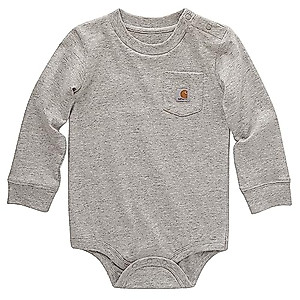 Carhartt Long-Sleeve Pocket Bodysuit, Grey Heather, 18 Months
