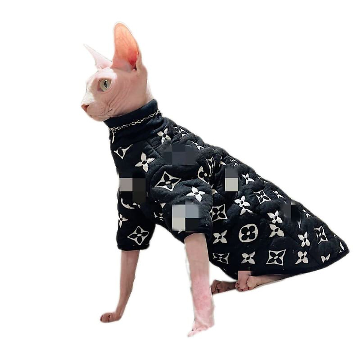 Sphynx Cat Clothes Breathable Pure Cotton Fashion Icon Cat Sweater Kitten Outfit with Sleeves for Sphynx Cornish Rex, Devon Rex, Peterbald (S, Black)