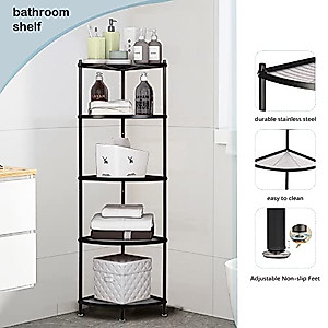 usego 5-Tier Kitchen Pot Rack Cookware Stand Storage Organizer Kitchen Corner Shelf Rack Multi-Layer Corner Shelf Stand Stainless Steel Shelf Holder for Pans Pots and Kettles
