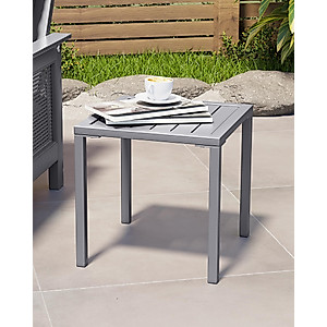 Crestlive Products Aluminum Outdoor Side Table Set of 2, Pool Lounge Chair Side Table, Weather Resistant Small Square Coffee End Table for Patio, Yard, Garden, Porch, Deck, Outdoor
