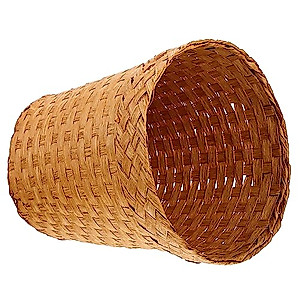 1pc Wood Basket Round Wicker Trash Can Wastebasket Handwoven Waste Paper Bin Rubbish Bin Trash Container for Bedroom Kitchen Bathroom Office Khaki Wicker Waste Basket for Home