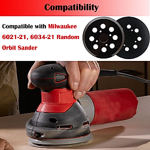 2 Pack 5 Inch 8 Hole Replacement Sander Pad for Milwaukee 6021-21, 6034-21,2648-20, 2648-21 Random Orbit Sanders -5" Hook and Loop Sanding Pad for Part Number 51-36-7100 - with Extra Hard Backing