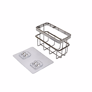 HOME&I Sponge Holder for Kitchen Sink, Stainless Steel Bathroom Caddy Dish Scrubbers and Soaps Holder Silver (Small)