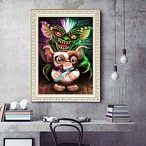 DIY 5D Full Drill Diamond Painting Kits for Adults Kids, Crystal Rhinestone Diamond Embroidery Paintings Arts Craft Home Wall Decor (Gremlins, 11.8 x 15.8 Inch)