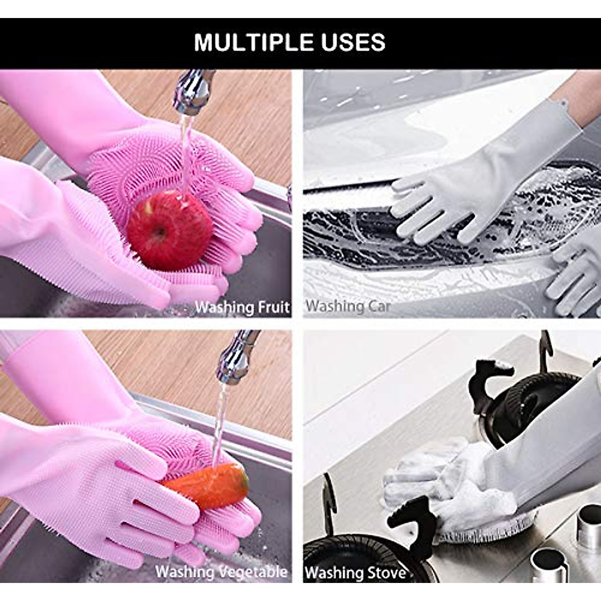 Pet Grooming Gloves for Bathing and Hair Removal, Dogs and Cats Bath Shampoo Brush , Soft and Durable Silicone Scrubber Glove for Pets Shower Like Horse, Dog and Cat